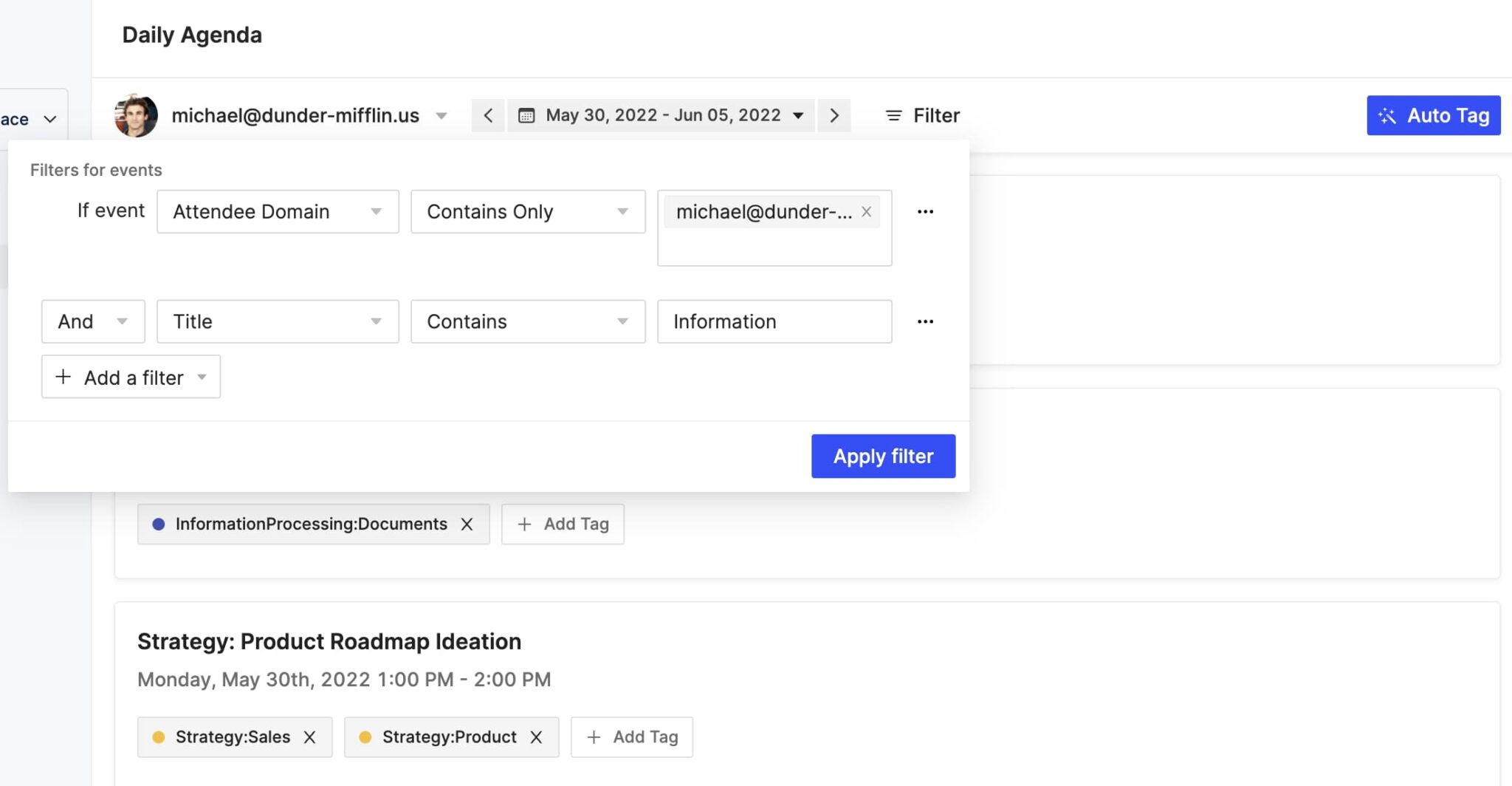 Categorize and tag events | Feature | Tackle