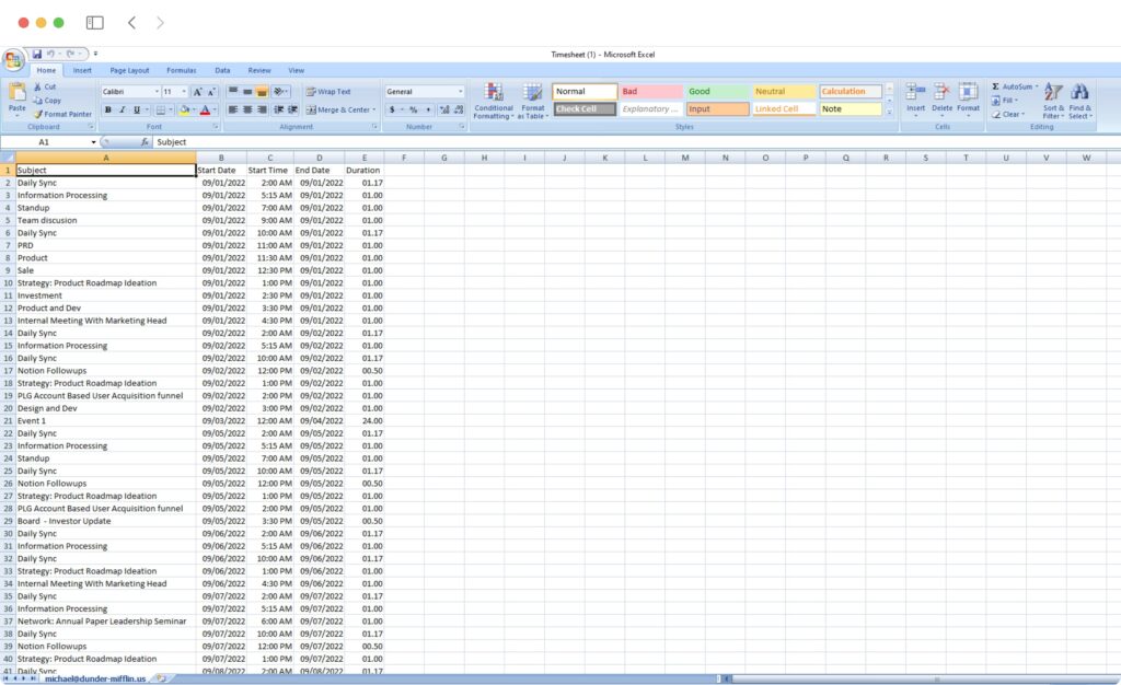 Export Google Calendar to CSV - Tackle