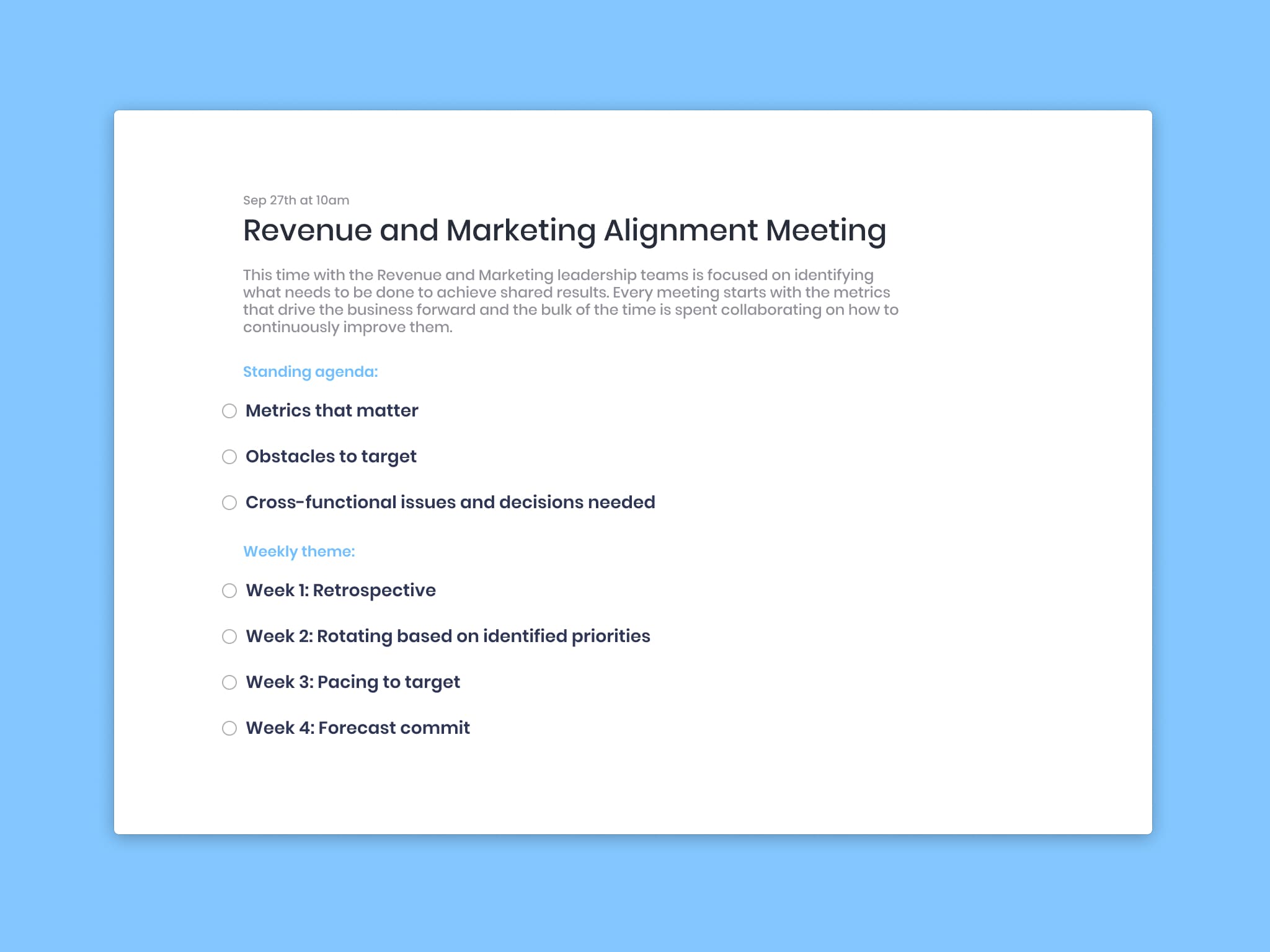 15 Most Essential sales meeting templates every organization needs - Tackle