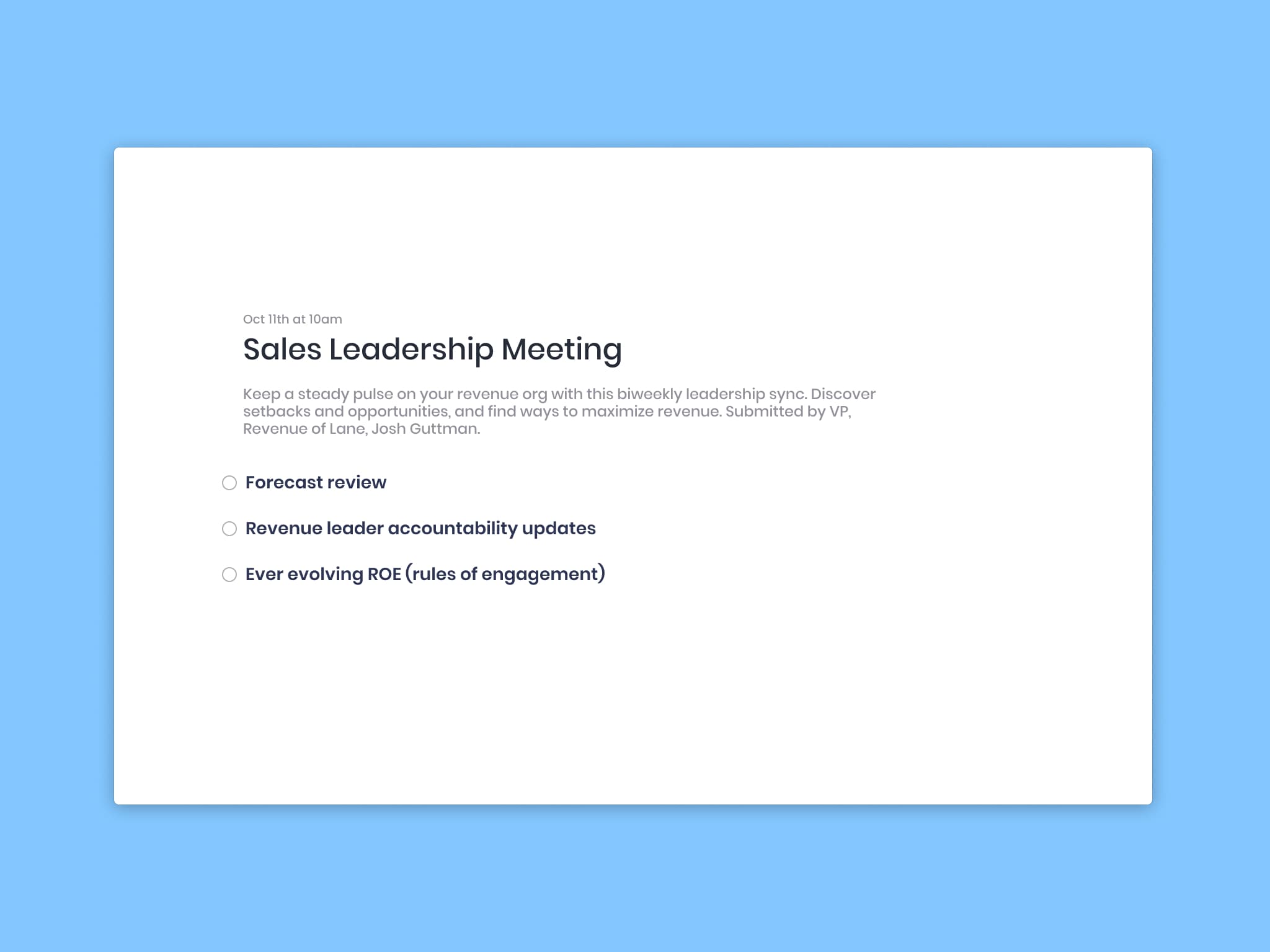 15 Most Essential sales meeting templates every organization needs - Tackle