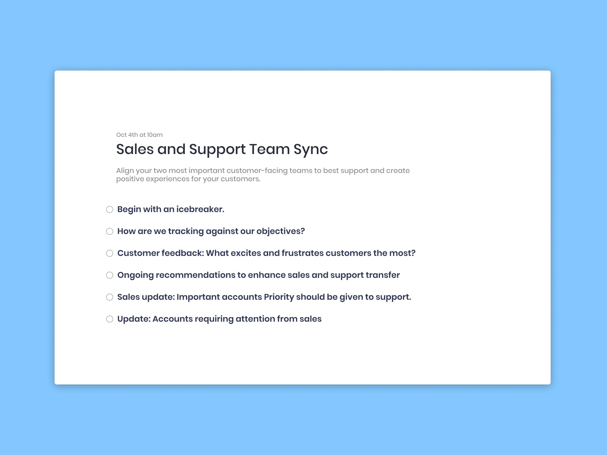 15 Most Essential sales meeting templates every organization needs - Tackle