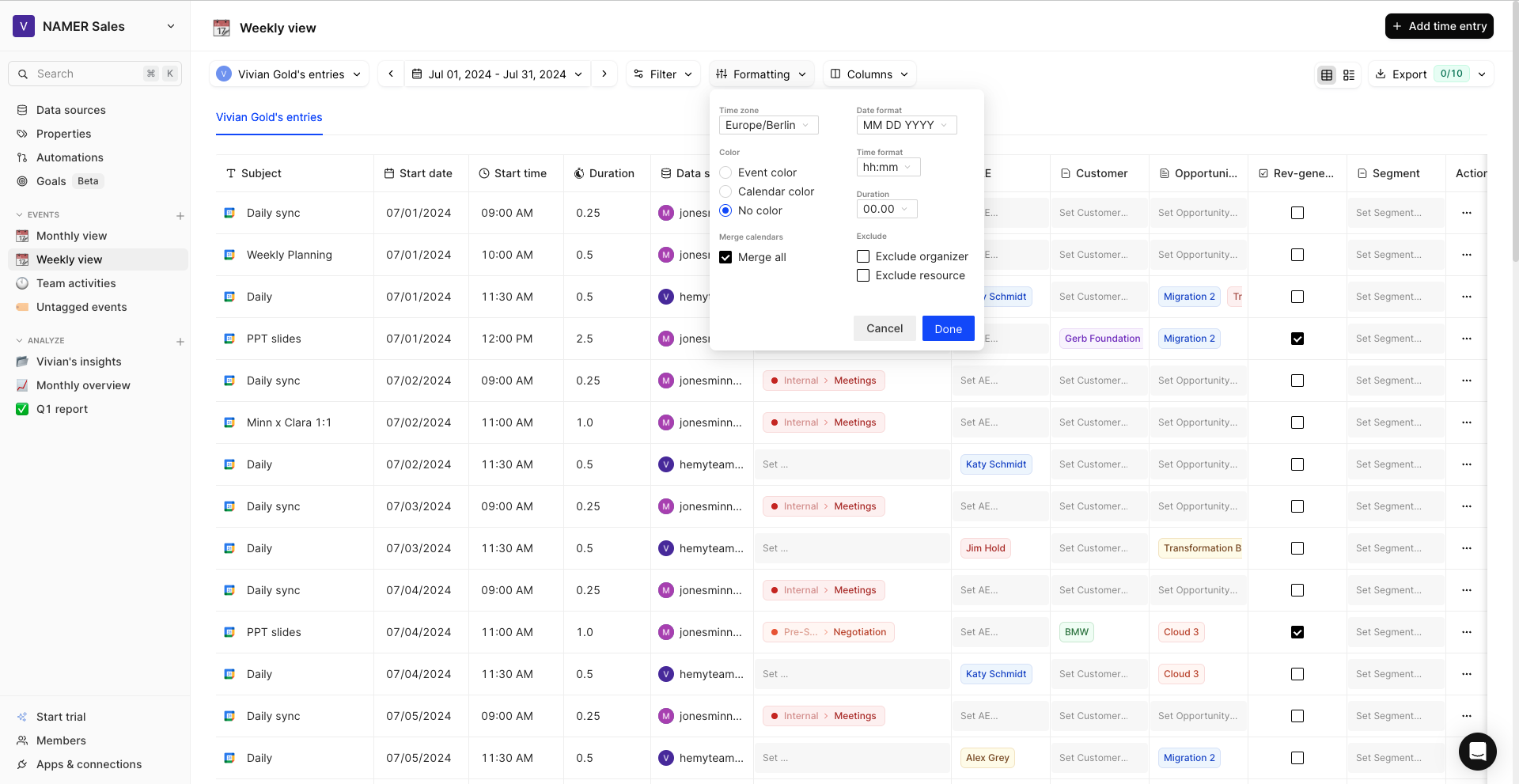 Export Google calendar - Tackle
