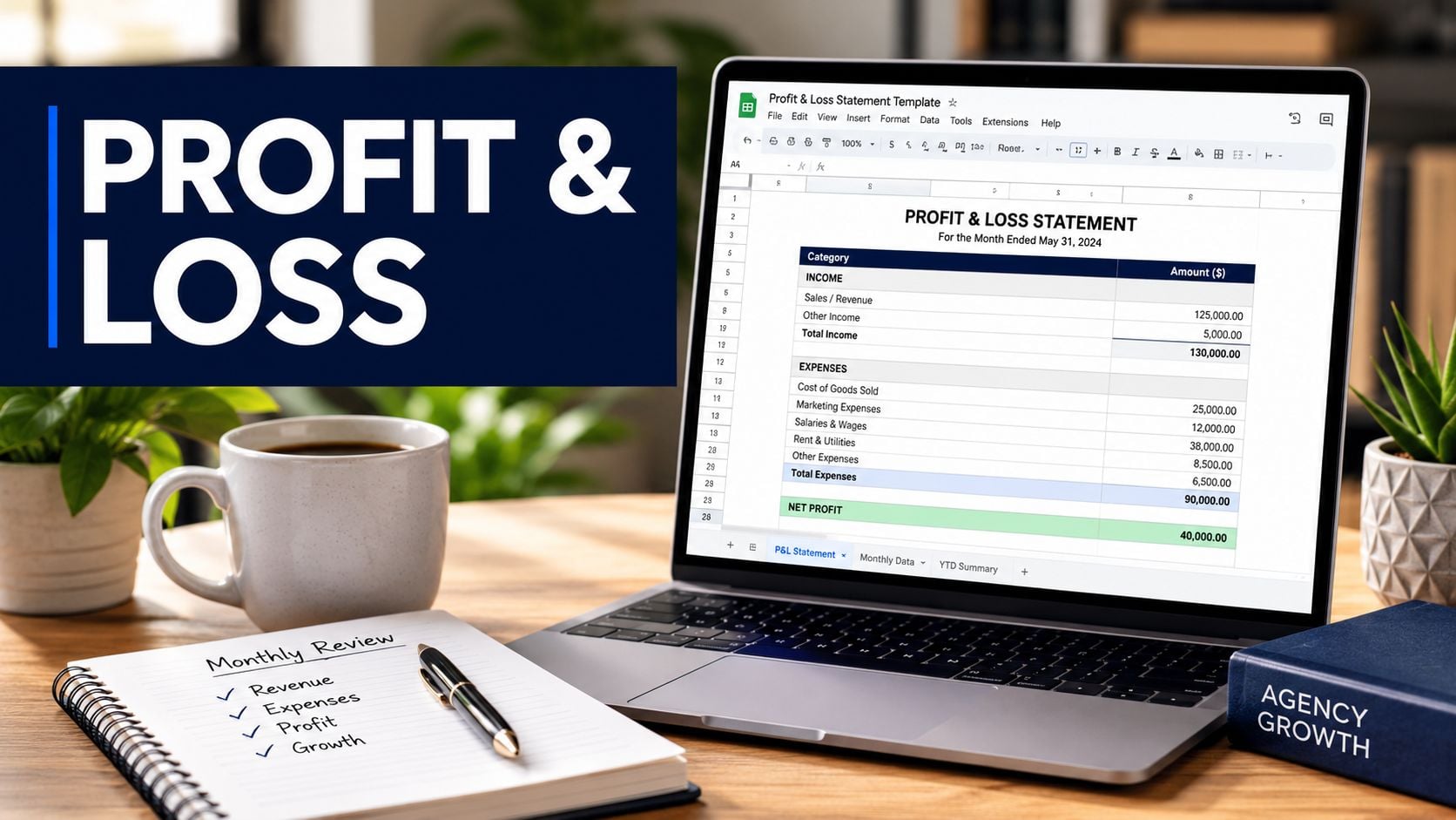 Google Sheets Profit and Loss Template for Agencies